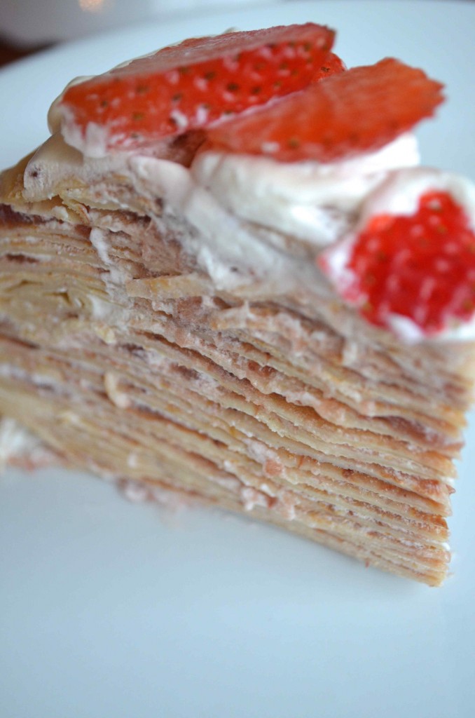Brown Sugar Crepe Cake with Strawberries and Cream - From Scratch with ...